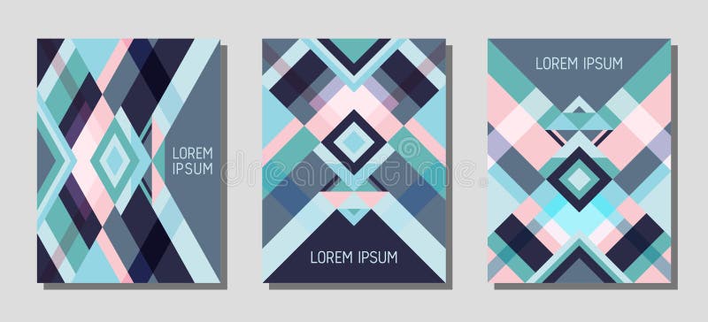Cover Page Layout Vector Template Geometric Design with Triangles and ...