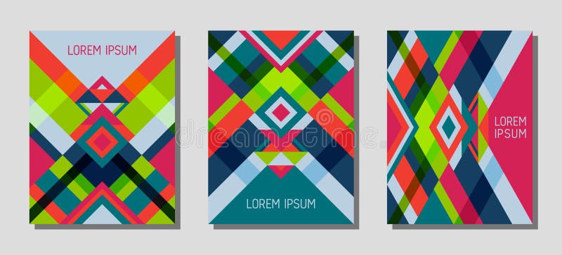 Cover Page Layout Vector Template Geometric Design with Triangles and ...