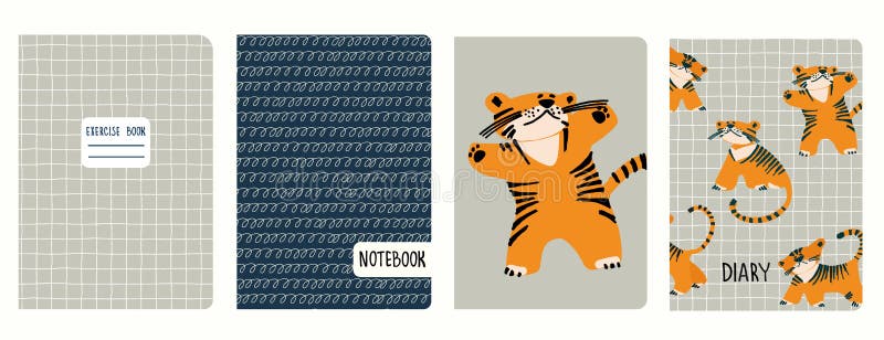 Cover Page Templates Based on Illustrations with Tigers, Checkered and ...