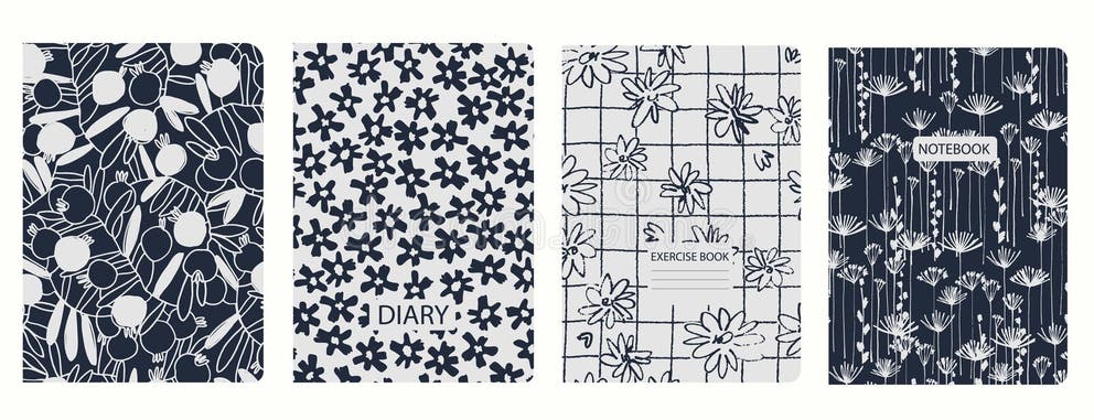 Cover Page Templates Based on Seamless Patterns with Flowers, Branches ...