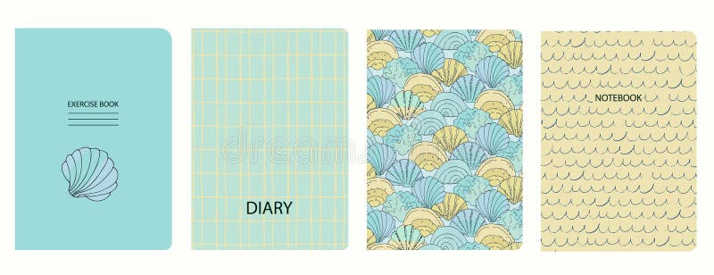 Cover Page Templates Based on Seamless Patterns with Hand Drawn Shells ...
