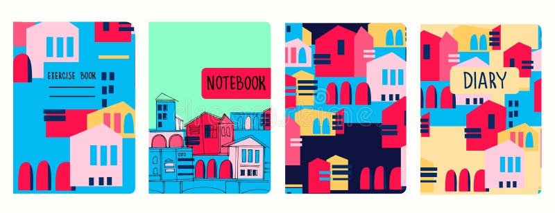 Cover Page Templates Based on Seamless Patterns with Modern Cityscapes ...