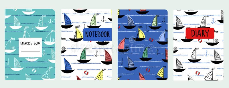 Cover Page Templates Based on Seamless Patterns with Sailing Boats ...