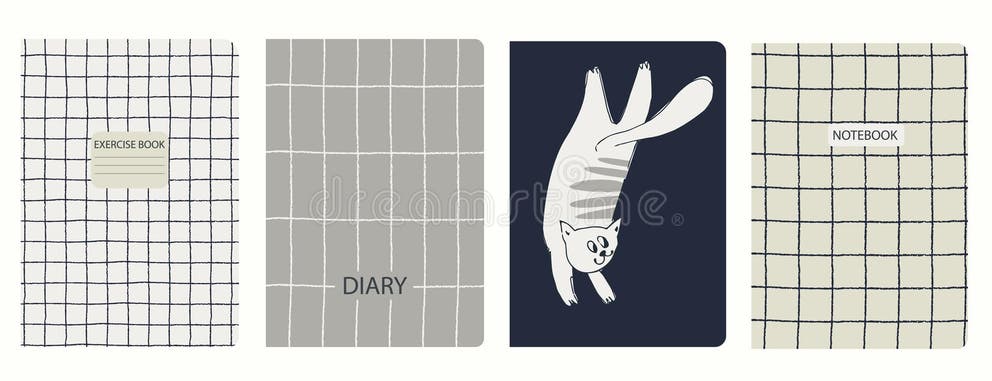 Cover Page Vector Templates with Hand Drawn Cat Headers Isolated and ...