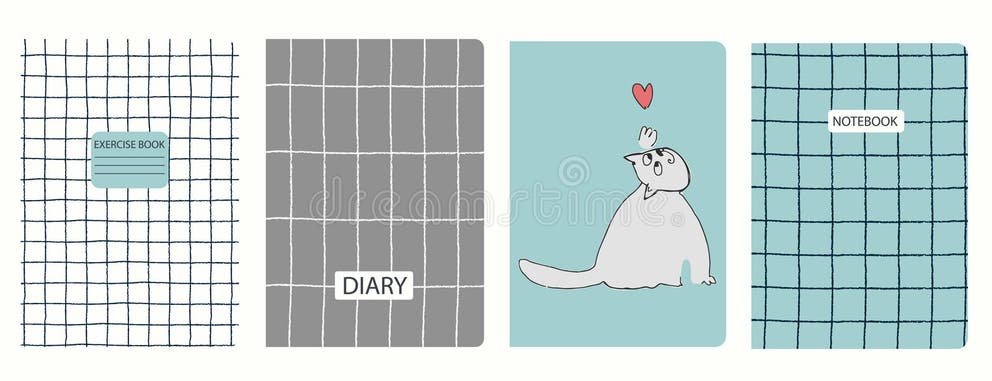 Cover Page Vector Templates with Hand Drawn Cat Headers Isolated and ...