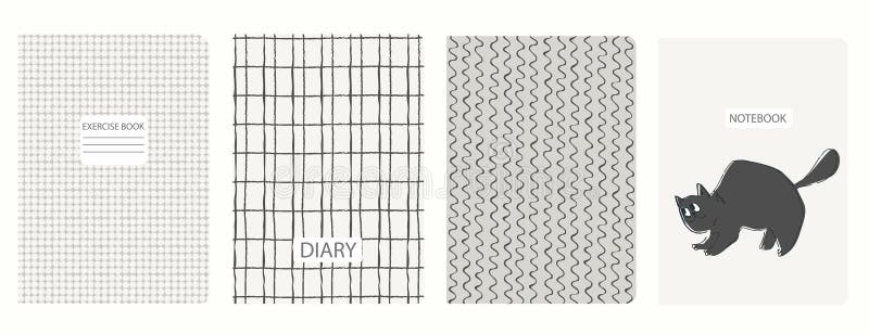 Cover Page Vector Templates with Hand Drawn Cat Headers Isolated and ...