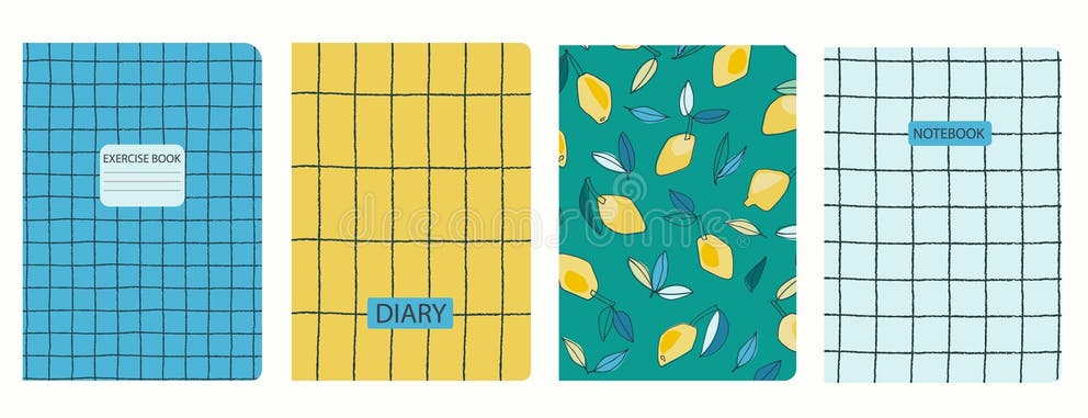 Cover Page Vector Templates with Hand Drawn Lemon Headers Isolated and ...