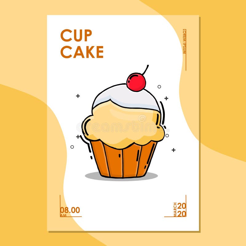 Cover and Poster Design Template with a Cup Cake Stock Illustration ...