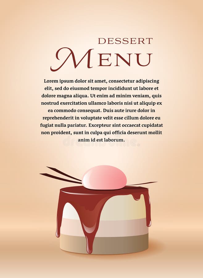 Cover for the Restaurant`s Dessert Menu. Vector Illustration Stock ...