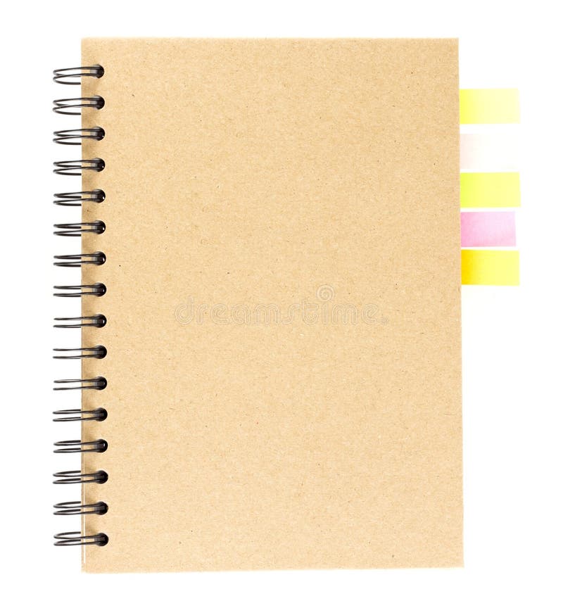Cover of Spiral Notebook on White with Colorful Note Paper Stock Photo ...
