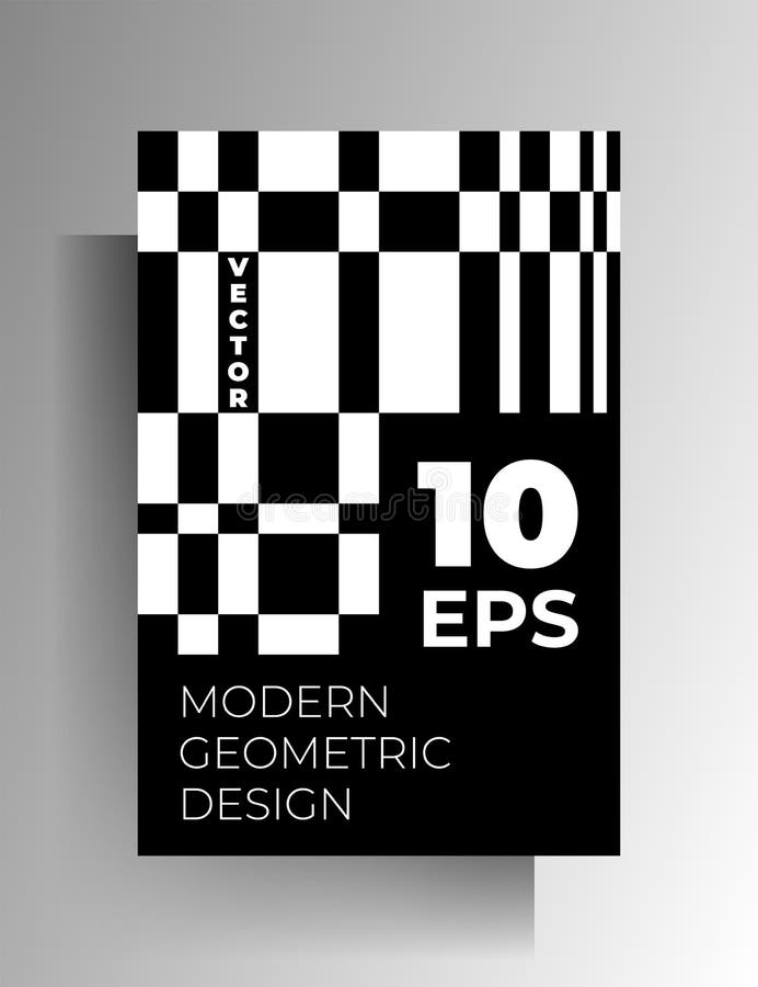 Cover Template Design. Black and White Geometric Vector Illustration ...