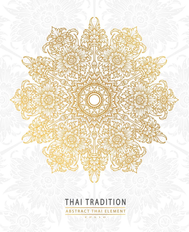 Cover Thai Art Element Traditional Gold on White Background Stock ...