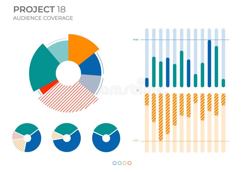 Coverage Audience Data Charts in Color. Vector Elements Charts. Stock ...