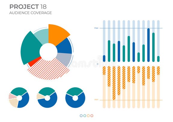 Coverage Audience Data Charts in Color. Vector Elements Charts. Stock ...
