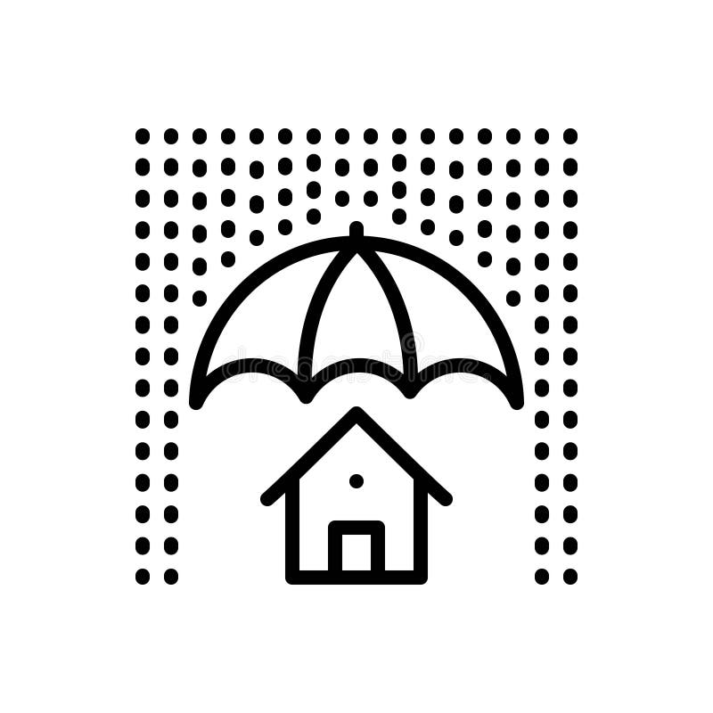 Black Line Icon for Coverage, Insurance and Protection Stock Vector ...