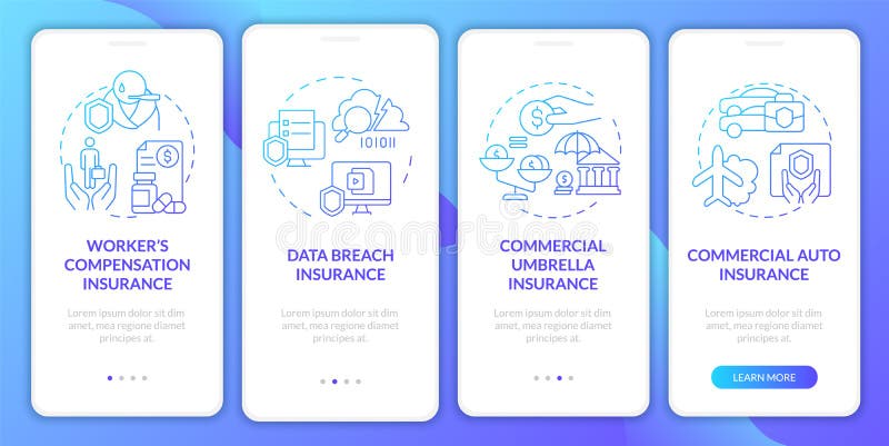 Coverage Types Blue Gradient Onboarding Mobile App Screen Stock Vector ... Coverage Types Blue Gradient Onboarding Mobile App Screen Stock Vector ...