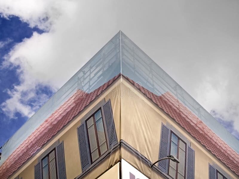 Coverage Works Building with Decoration Fake Windows Stock Photo ...