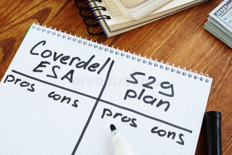 Coverdell Esa Vs 529 Plan Pros and Cons Stock Photo - Image of ...