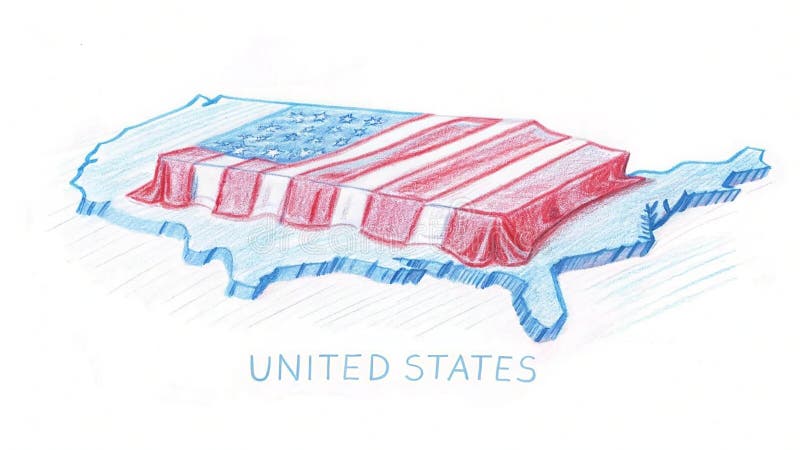 Covered American Flag on United States Map Stock Illustration ...