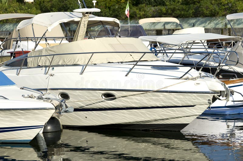 Covered Boat in Harbour stock image. Image of covered - 21331189