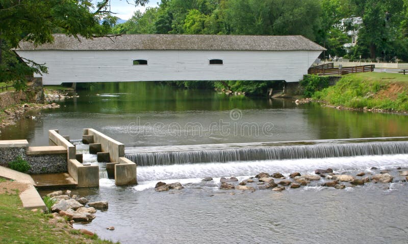 Covered Bridge stock photo. Image of stream, rapids, shoot - 16430992
