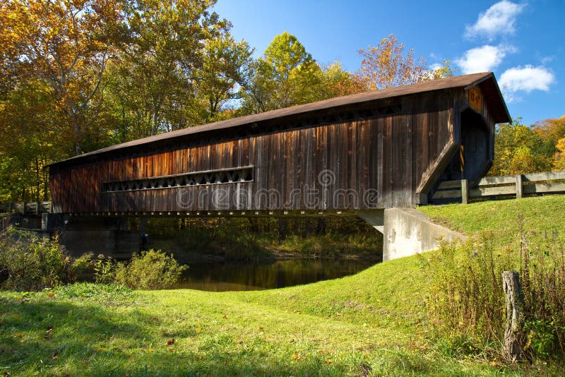 Old covered bridge stock image. Image of farmland, river - 20032633