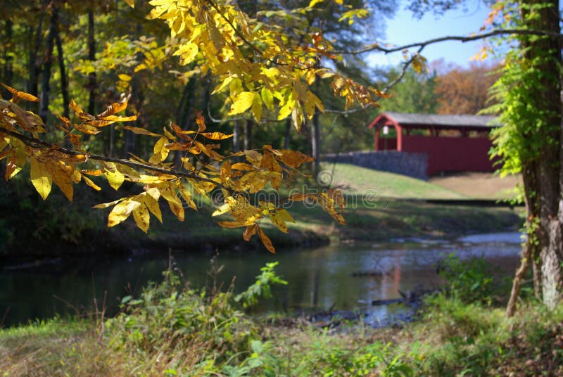 Covered Bridge in the Fall stock photo. Image of fall - 13291306