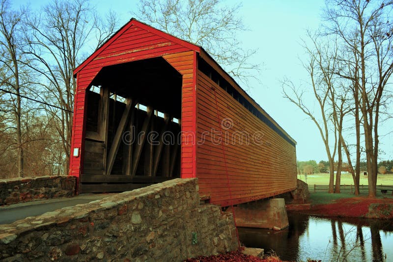 Covered Bridge stock image. Image of bridge, fall, frederick - 64076415