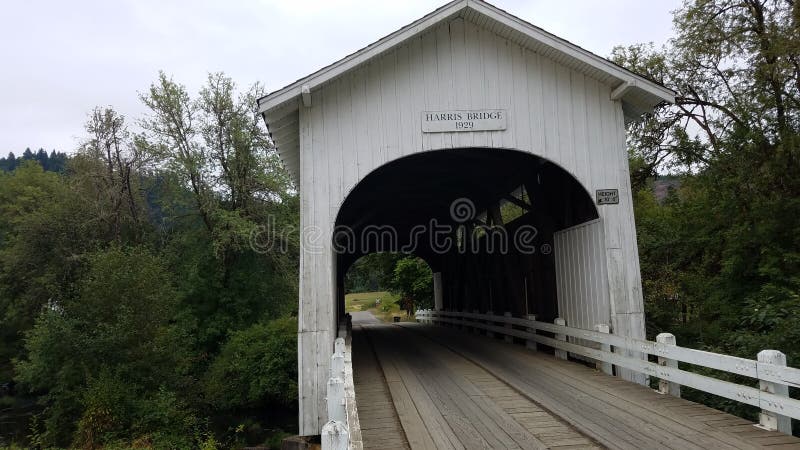 Covered Bridge Harris Bridge 1929 and Road or Path with Trees Stock ...