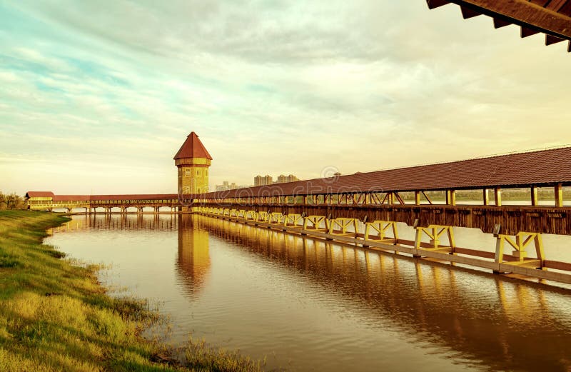 Nordic Style Covered Bridge Stock Image - Image of bridge, landmark ...