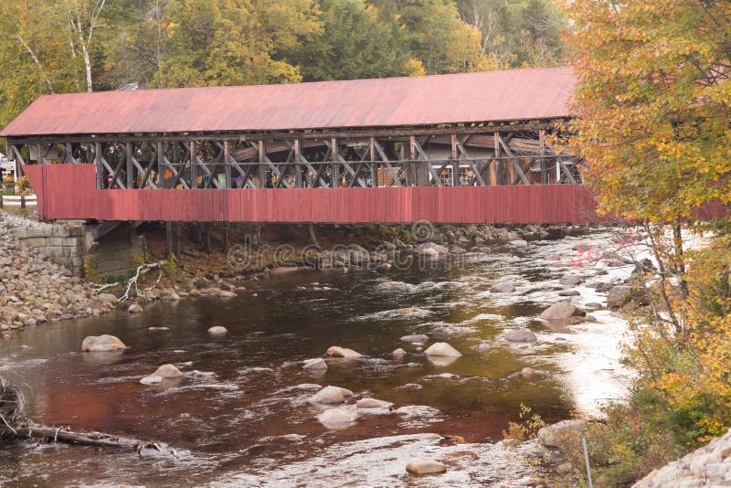 Covered Bridge Over Saco River in the Crawford Notch State Park Stock ...