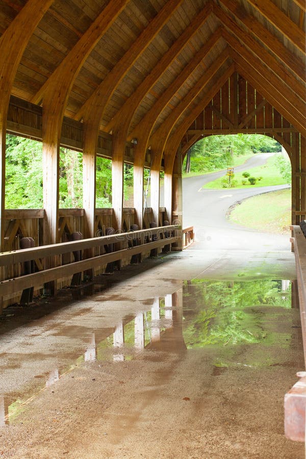 Wooden Covered Bridge stock photo. Image of landmark - 239671408