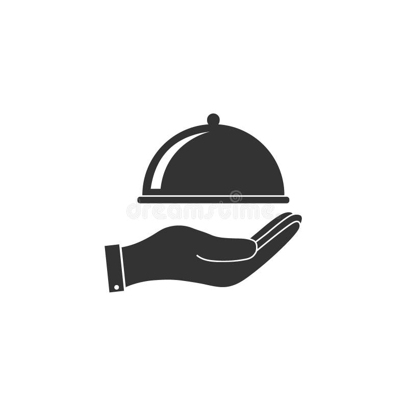 Covered Food Tray, Hand Icon. Vector Illustration, Flat Design Stock ...