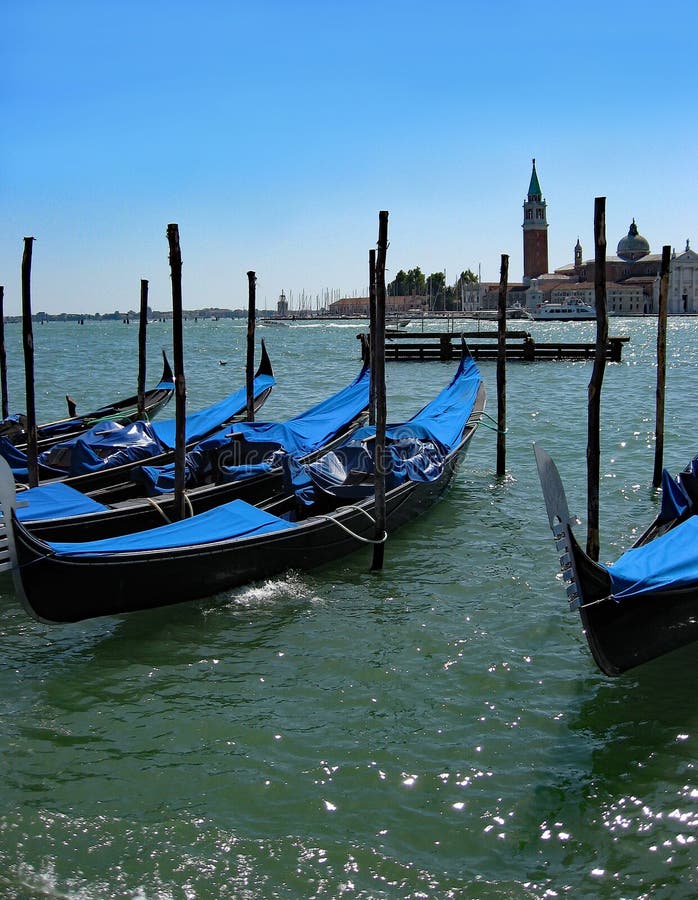 Venice Lagoon with Gondolas Editorial Stock Photo - Image of island ...