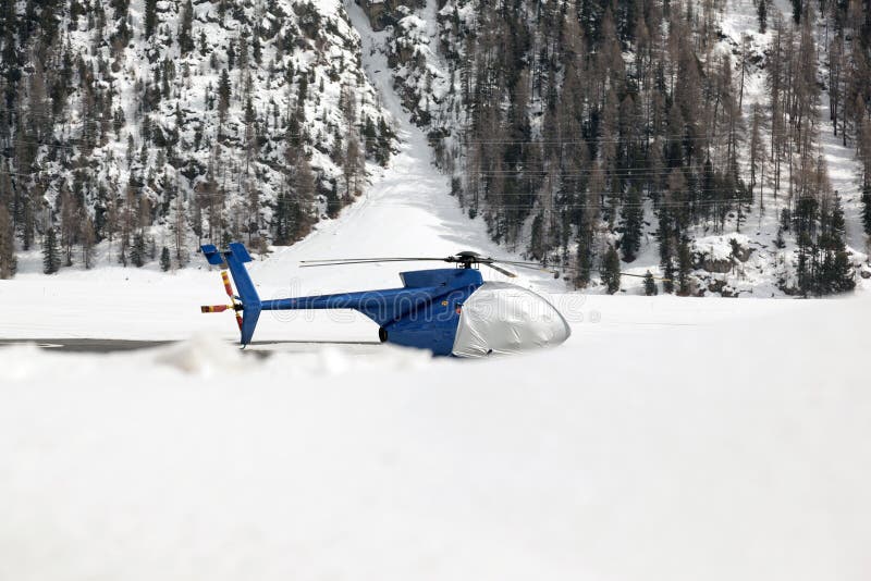 A Covered Helicopter in the Beautiful Snow Covered Landscape Stock ...