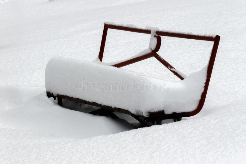 Covered with a Large Layer of Snow Bench in the City Park Stock Image ...