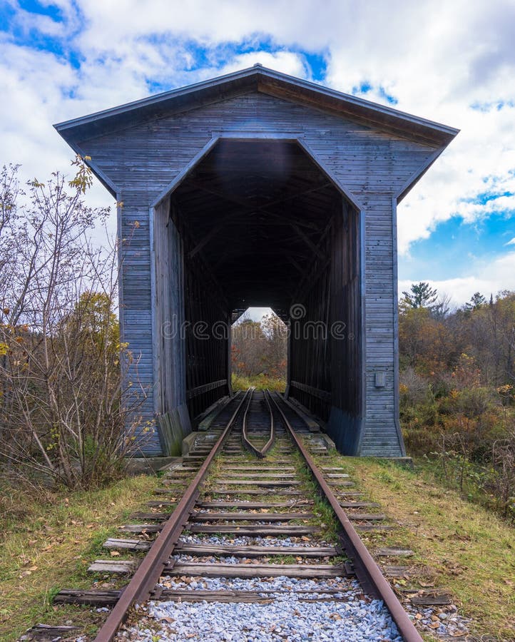 Covered railroad bridge stock image. Image of crossing - 61615903