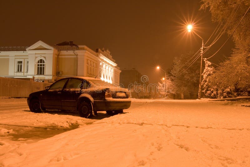 Covered with Snow Cars (winter) Stock Photo - Image of bank, night ...