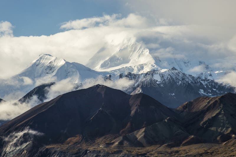 Fall Landscape in Alaska, Has Mt. Denali in the Background. Stock Photo ...