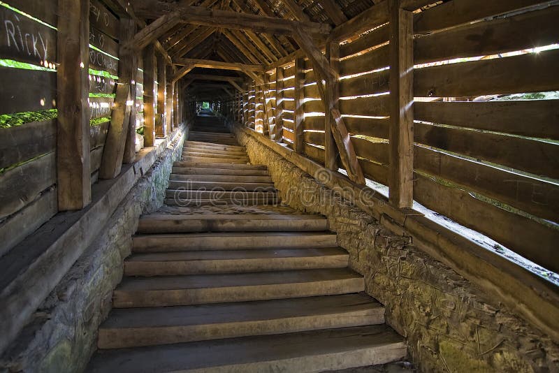 Covered Stairs stock image. Image of wall, history, medieval - 15245033