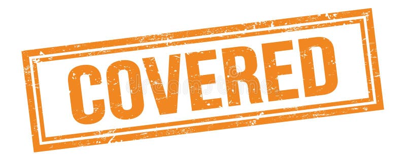 COVERED Text on Orange Grungy Vintage Stamp Stock Illustration ...