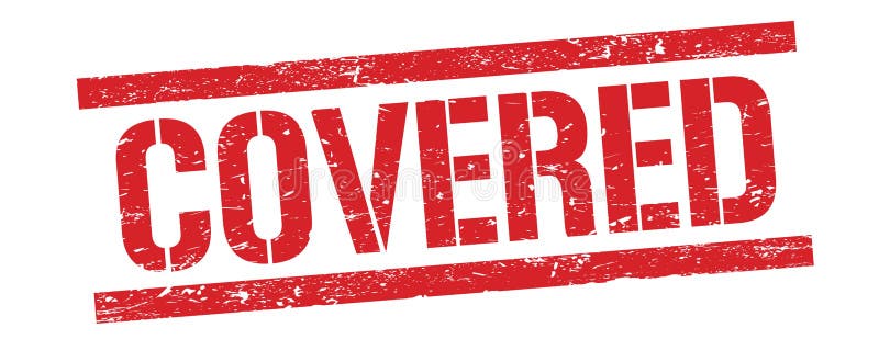 COVERED Text on Red Vintage Lines Stamp Stock Illustration ...