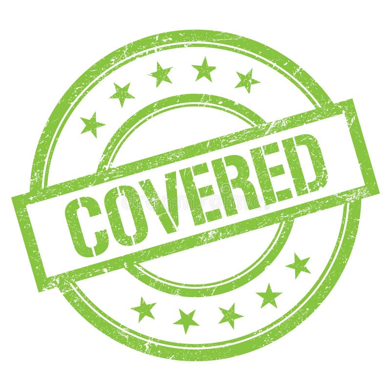COVERED Text Written on Green Vintage Stamp Stock Illustration ...