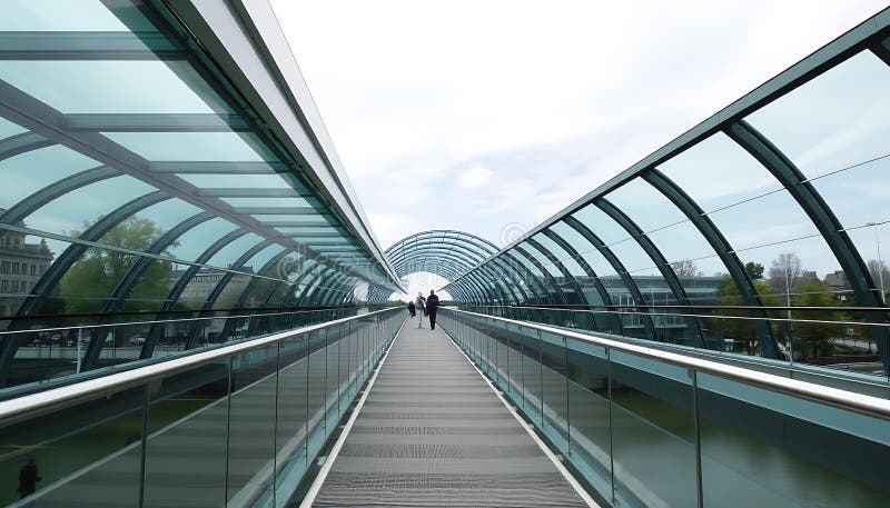 Covered Walkway Bridge, Modern Architecture and Pedestrian Pathway ...
