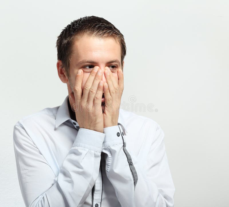 Sad Depressed Man Hands Over Face Stock Photos - Download 170 Royalty ...