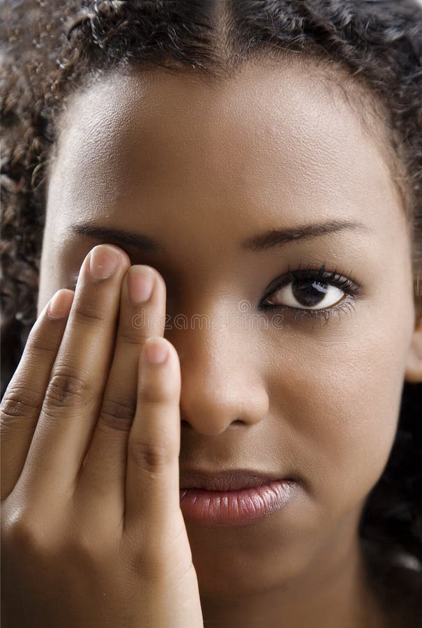 Covering one eye stock image. Image of identity, people - 7446045