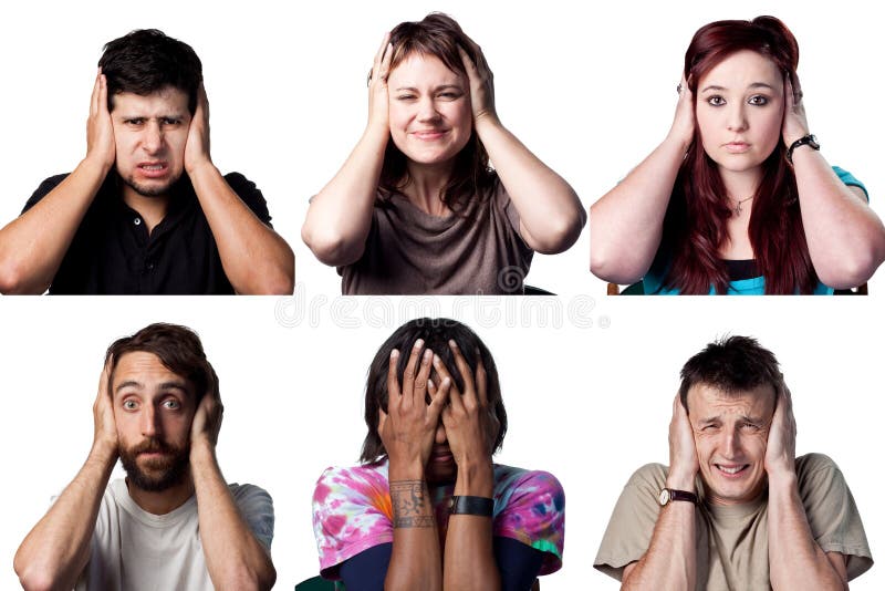 Large Group People Covering Their Ears Stock Photos - Free & Royalty ...