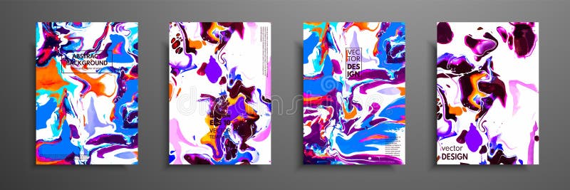 Covers with Acrylic Liquid Textures. Colorful Abstract Composition ...