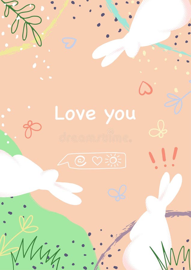 Covers Hand Drawn Doodle Set With Rabbits Stock Vector Illustration