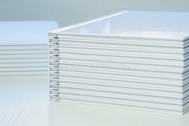 Covers of Photo Books with Clean Empty White Covers, Close-up, Partial ...
